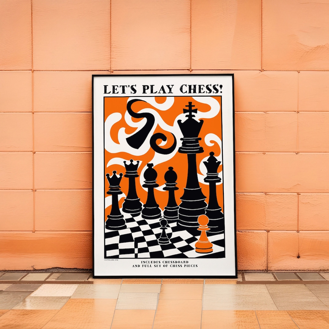 1990 Chess Poster - Vintage Advertising - Let's Play Chess Wall Art ...