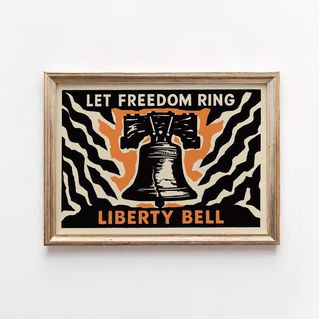 Liberty Bell Retro Poster – Bold Patriotic Wall Art Giclée Print ...