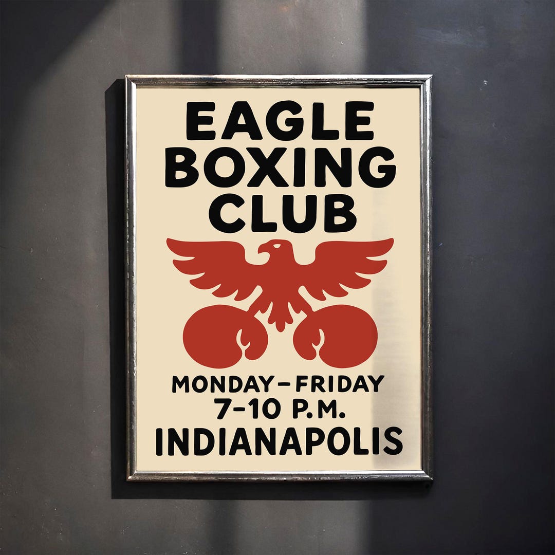 Eagle Boxing Poster – Bold Retro Gym Wall Art, Large Unframed Print ...