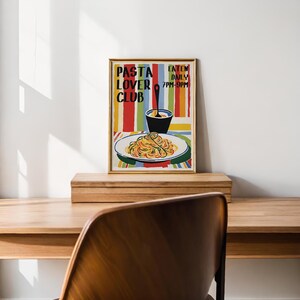 Retro 'pasta Lover Club' Wall Art Poster | Bold & Colorful Italian Food ...