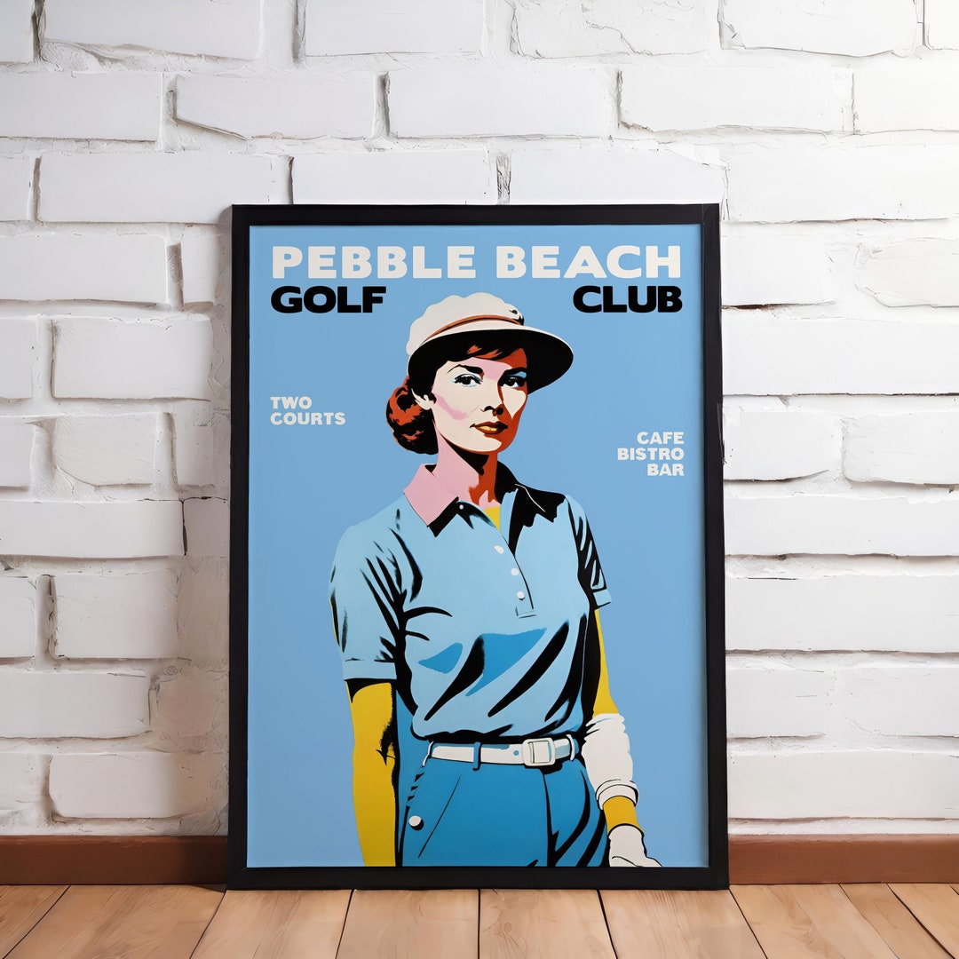 Pebble Beach Golf Club Poster - Retro Golfer Art Print - Classic Sports ...