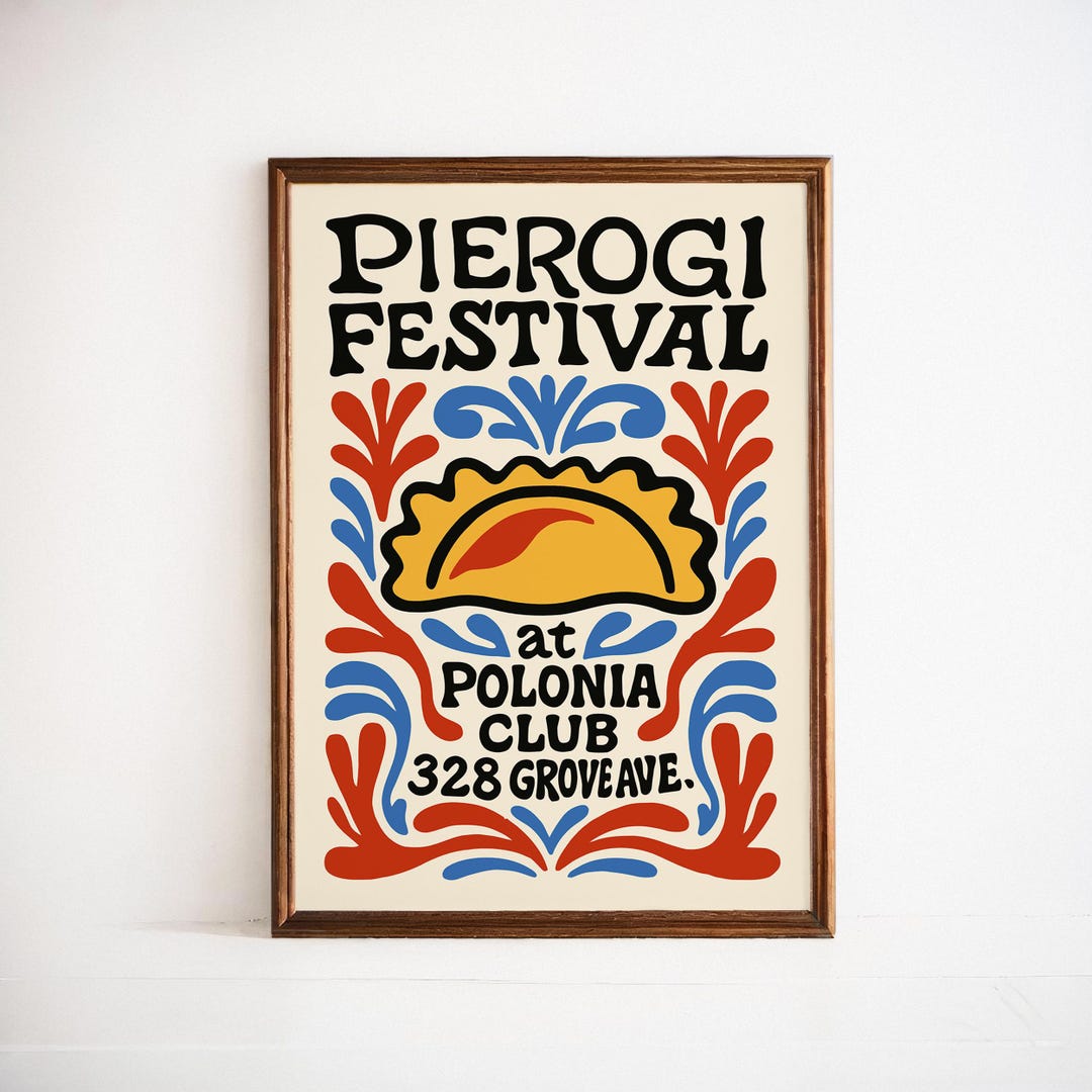 Pierogi Festival Poster - Polish Food Dumpling Culinary Kitchen Retro ...