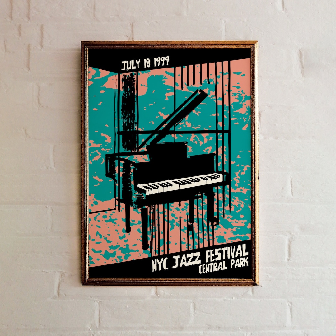 NYC Jazz Festival Poster Grand Piano Central Park Art Print Musician Gift Giclee Reproduction ...