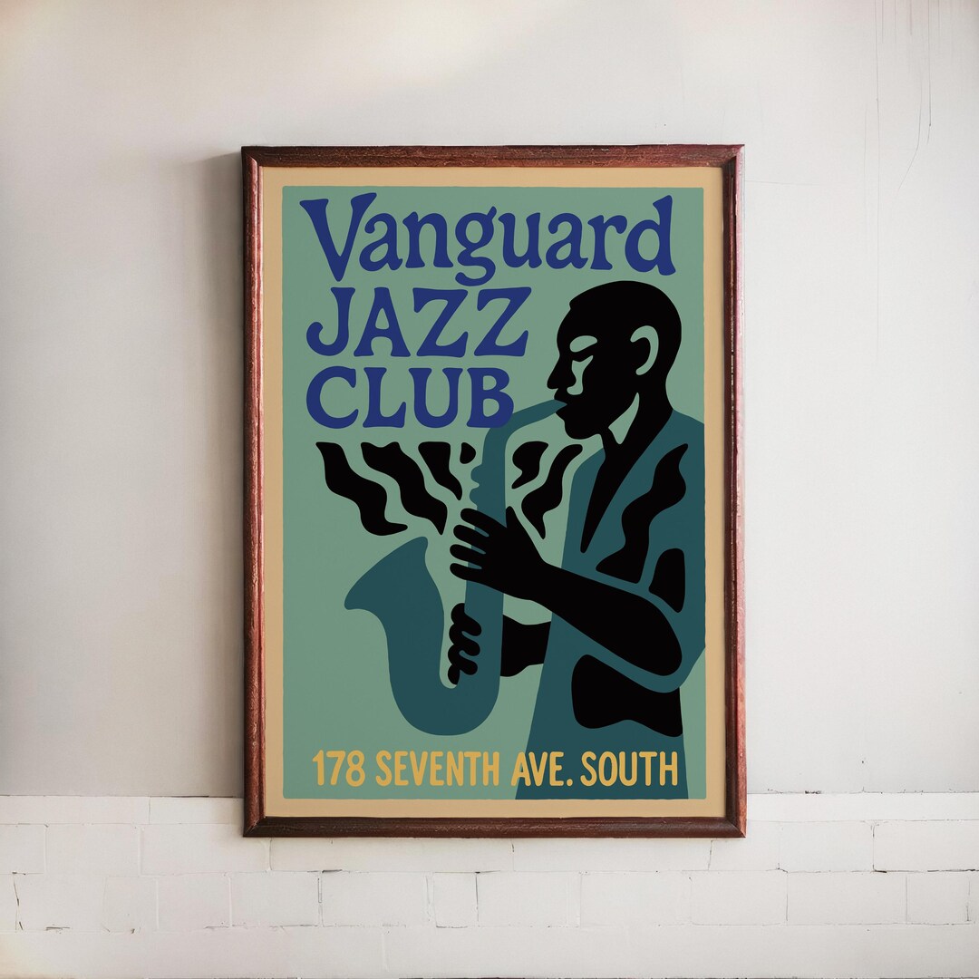 Jazz Club Poster: Retro Saxophone Player Art - Mid Century Modern - Etsy