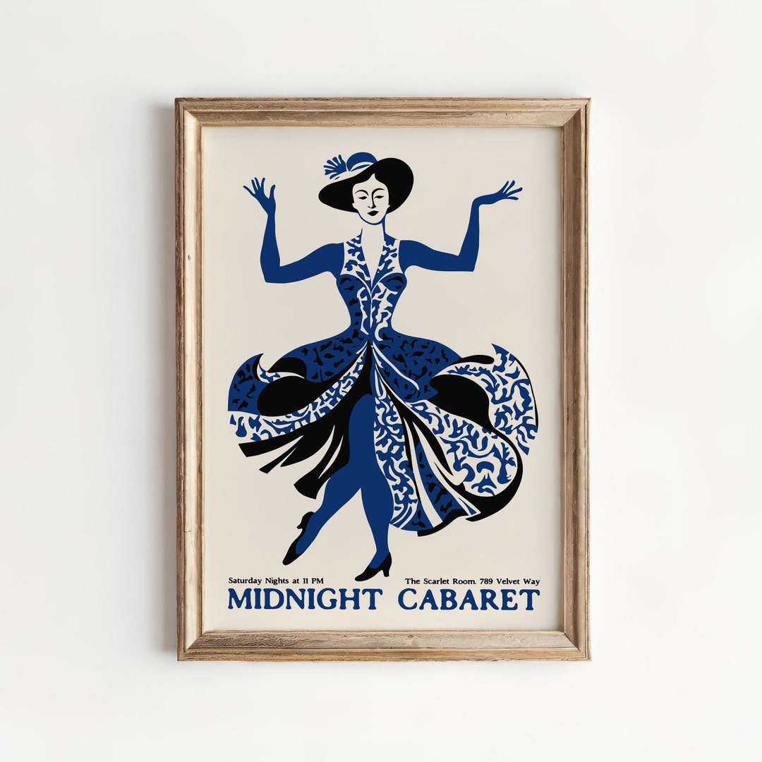 Midnight Cabaret Poster - Art Deco Dancer - Retro Saturday Night Show ...