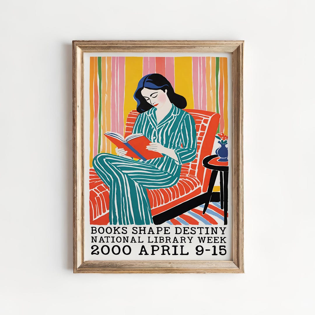 24x36 - NATIONAL LIBRARY WEEK Unframed Poster - 2000 Retro Reading Wall ...