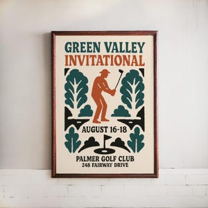 Vintage Golf Tournament Poster Print, Invitational Mid Century Modern ...