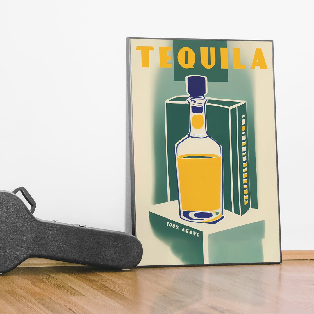 100% AGAVE Tequila POSTER Vintage Beverage Print, Classic Advertising ...