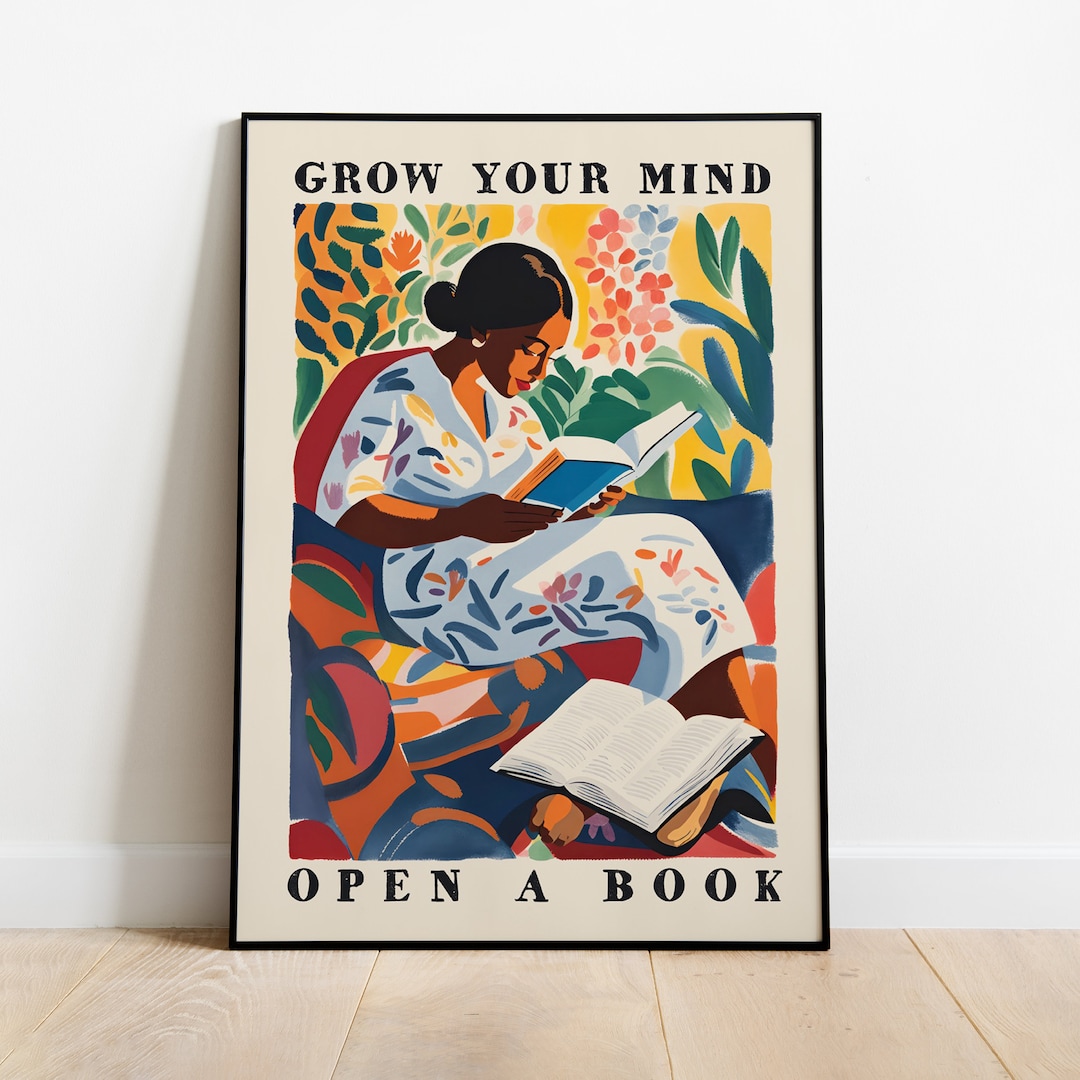 Grow Your Mind - Open a Book. Motivational Poster - Inspirational ...