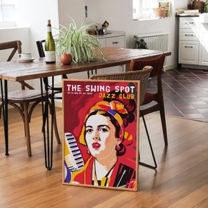 The Swing Spot Jazz Club Music Poster Large Wall Art, Art Prints, Home Interior, Mancave Posters ...