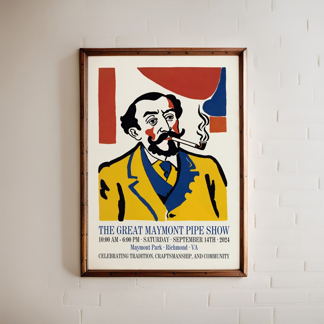Tobacco Pipe Exhibition Poster Classic Smoking Pipe Wall Art Retro Home ...