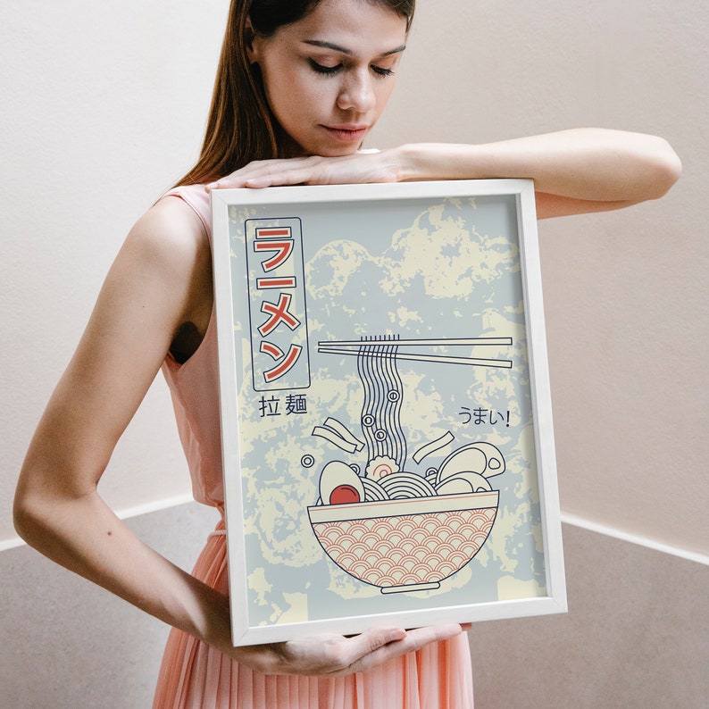 Japanese Ramen Poster Ramen Bowl Wall Art Print Vintage - Etsy
