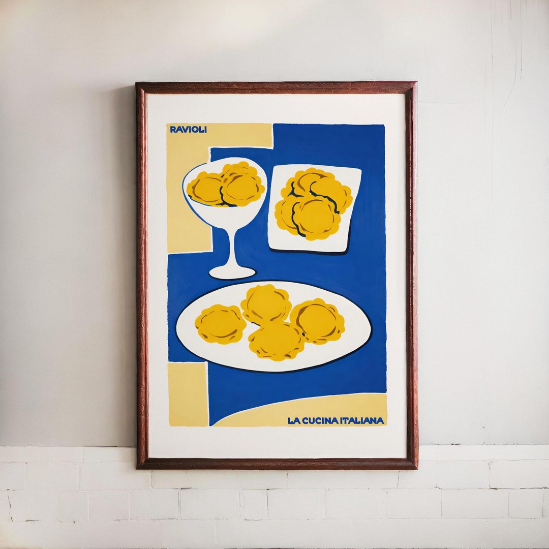 Italian Restaurant Wall Art, Retro Ravioli Poster, Mid Century Modern ...