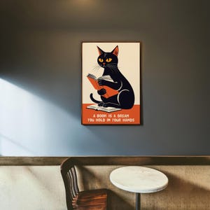 Cat Reading Quote Poster - Literary Wall Art | Perfect Gift for Readers ...
