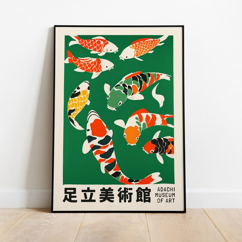 Koi Fish Poster: Japanese Adachi Museum Art, Mid-century Modern - Etsy