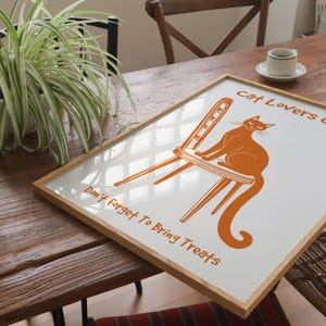 Cat Lovers Club Poster | Orange Retro Mid-century Modern Cat Wall Art ...