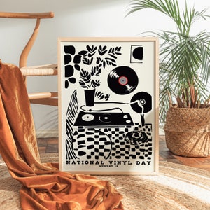 NATIONAL VINYL DAY Poster | Retro Record Player Art Print, August 12 ...