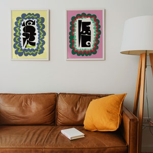 Set of 2 Matching Cutouts Posters Abstract Collage Giclee Reproduction ...