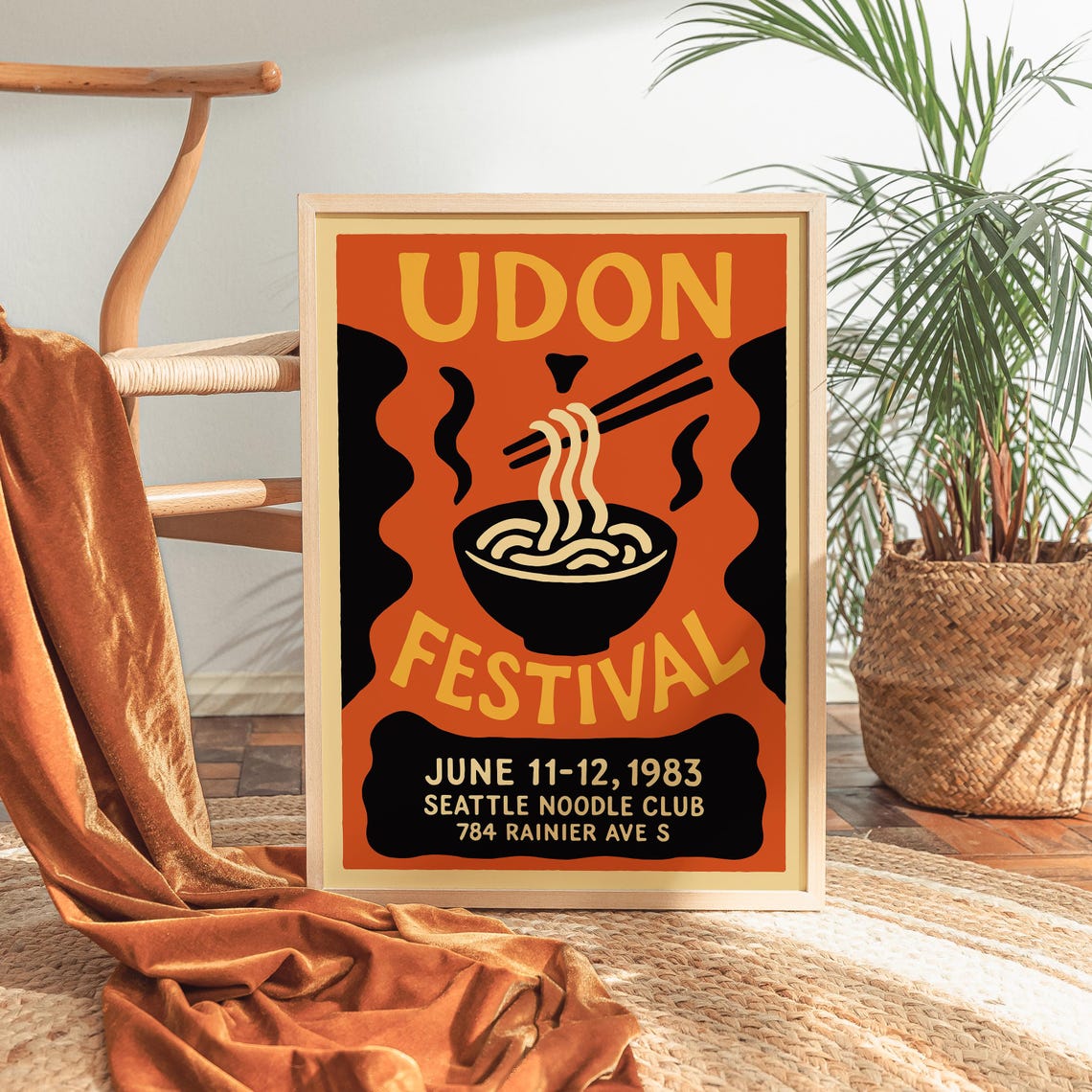 Udon Festival Poster: Retro Japanese Noodle Art, Kitchen Decor - Etsy