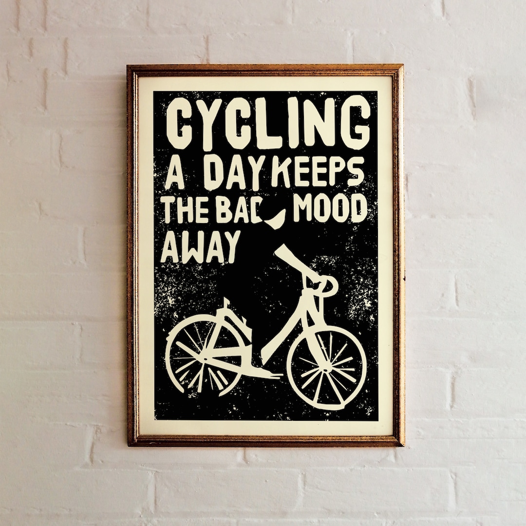 Motivational Cycling Poster Sport Posters Retro Bicycles Wall Art ...
