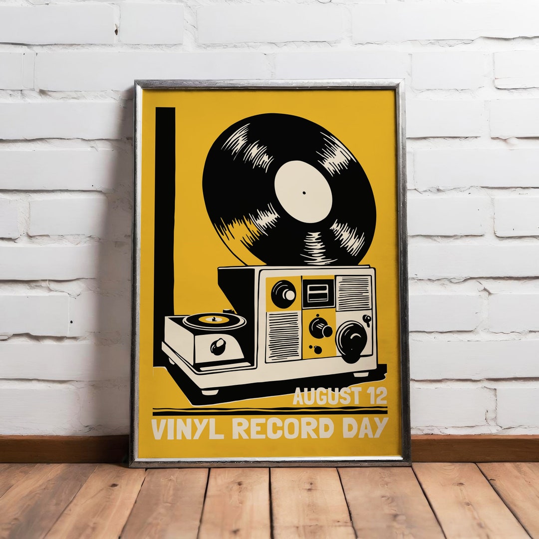 VINYL RECORD DAY Poster, Vintage Turntable Illustration, Retro Music ...
