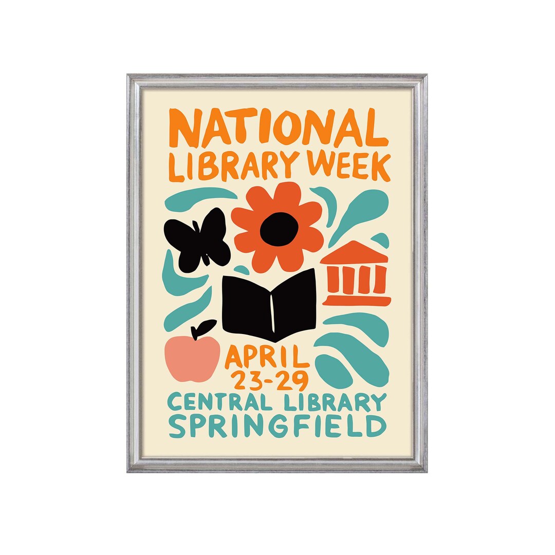 2023 National Library Week Poster - Retro Wall Art Print Colorful ...