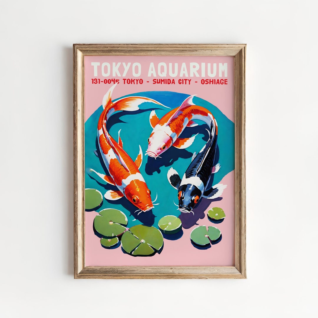 Tokyo Aquarium Koi Fish Poster | Sumida City Oshiage | Japanese Aquatic ...