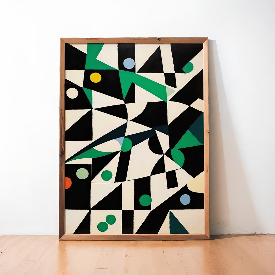 Abstract Mid-century Modern Poster - Geometric Art Print - Colorful ...