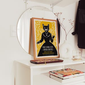 New York City Opera House Poster - 1984 - Retro Cat Opera Singer Art ...