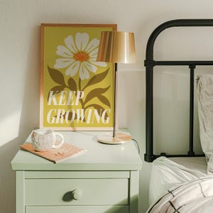 Keep Growing Inspirational Flower Poster - Motivational Wall Art With ...