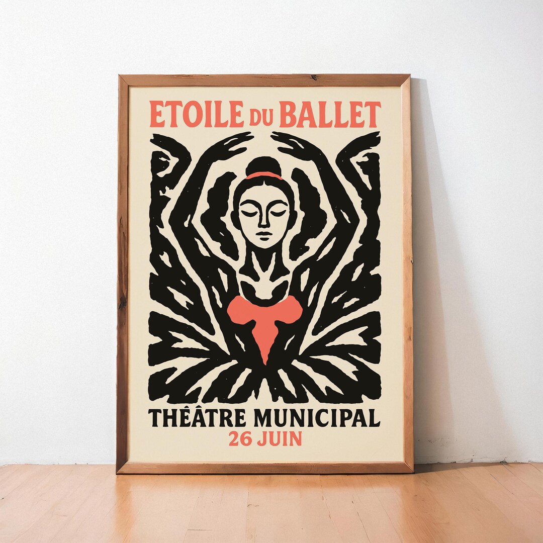 Vintage French Ballet Poster - Retro Dance Art Print - Elegant Wall ...
