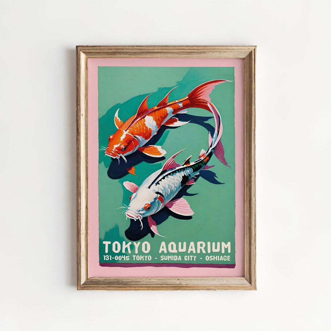 Tokyo Aquarium Koi Fish Poster - Sumida City Oshiage Wall Art ...