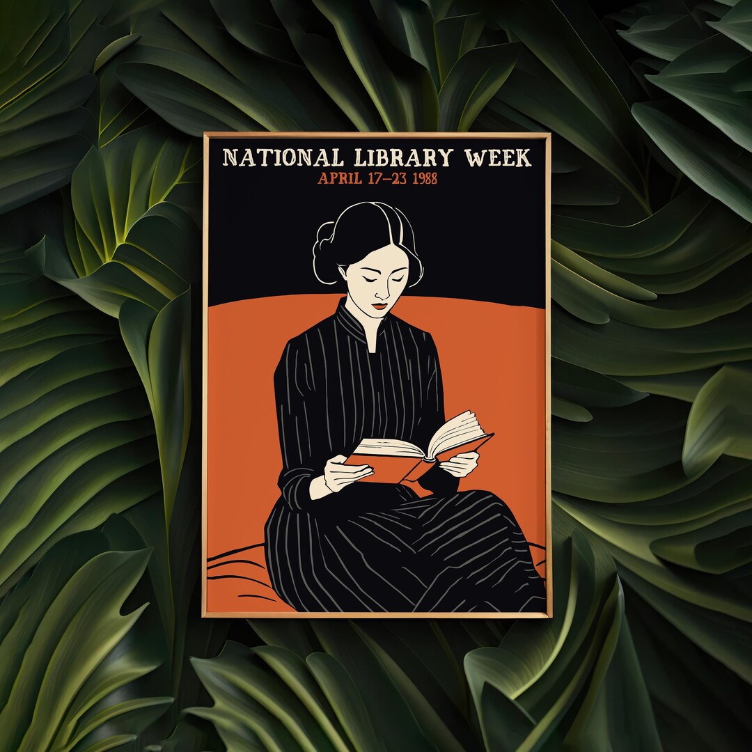 1988 National Library Week Poster: Retro Book Lover Art - Etsy