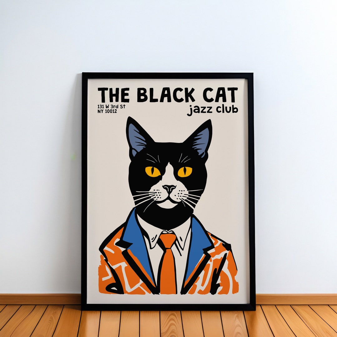 Vintage Jazz Club Poster the Black Cat Jazz Club, Unique Wall Art ...