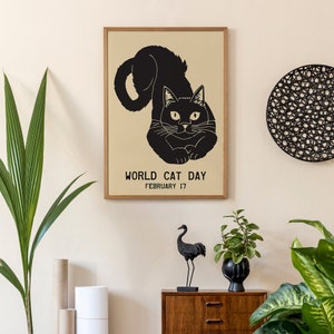WORLD CAT DAY Poster February 17 Cute and Artsy Decor and Gift for Cat ...