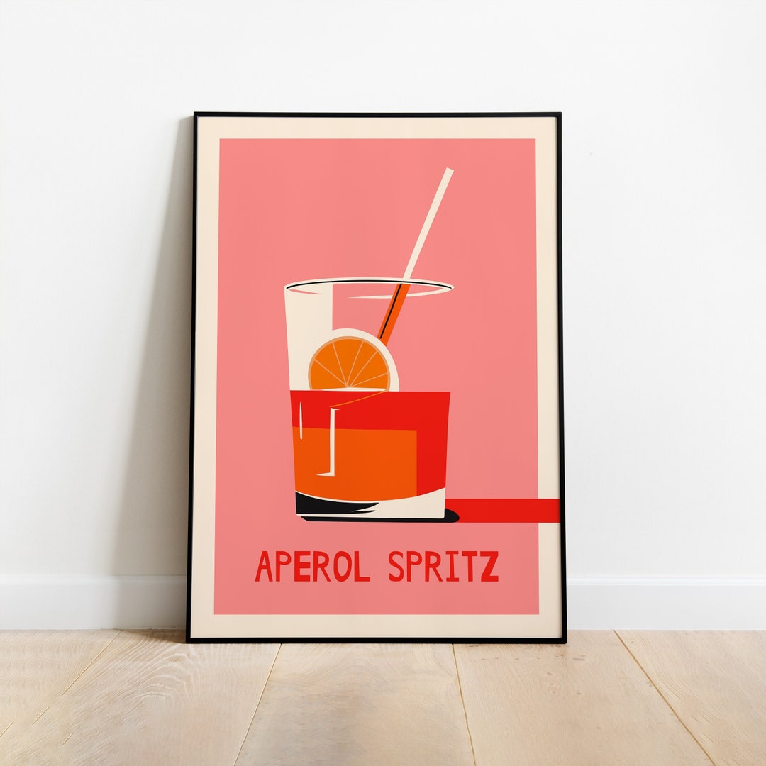 Aperol Spritz Art Print Bar Cart Decor Cocktail Poster Party Signature ...