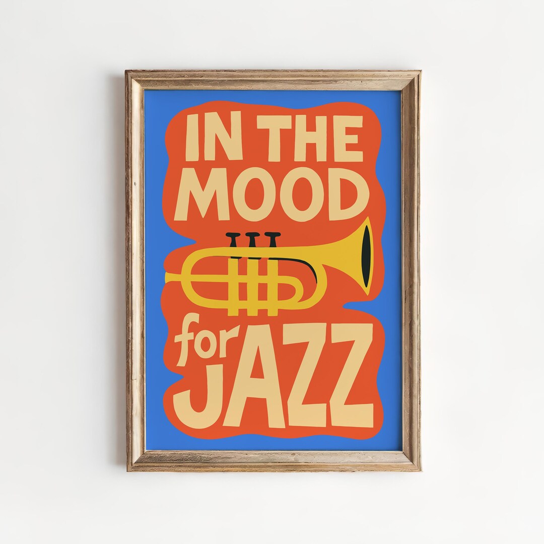 Bold Retro Jazz Poster – in the Mood for Jazz Wall Art Print With ...