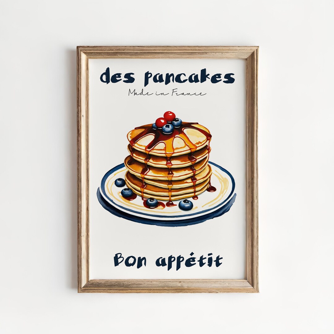 French Pancakes Poster made in France Culinary Art Print Kitchen Wall ...