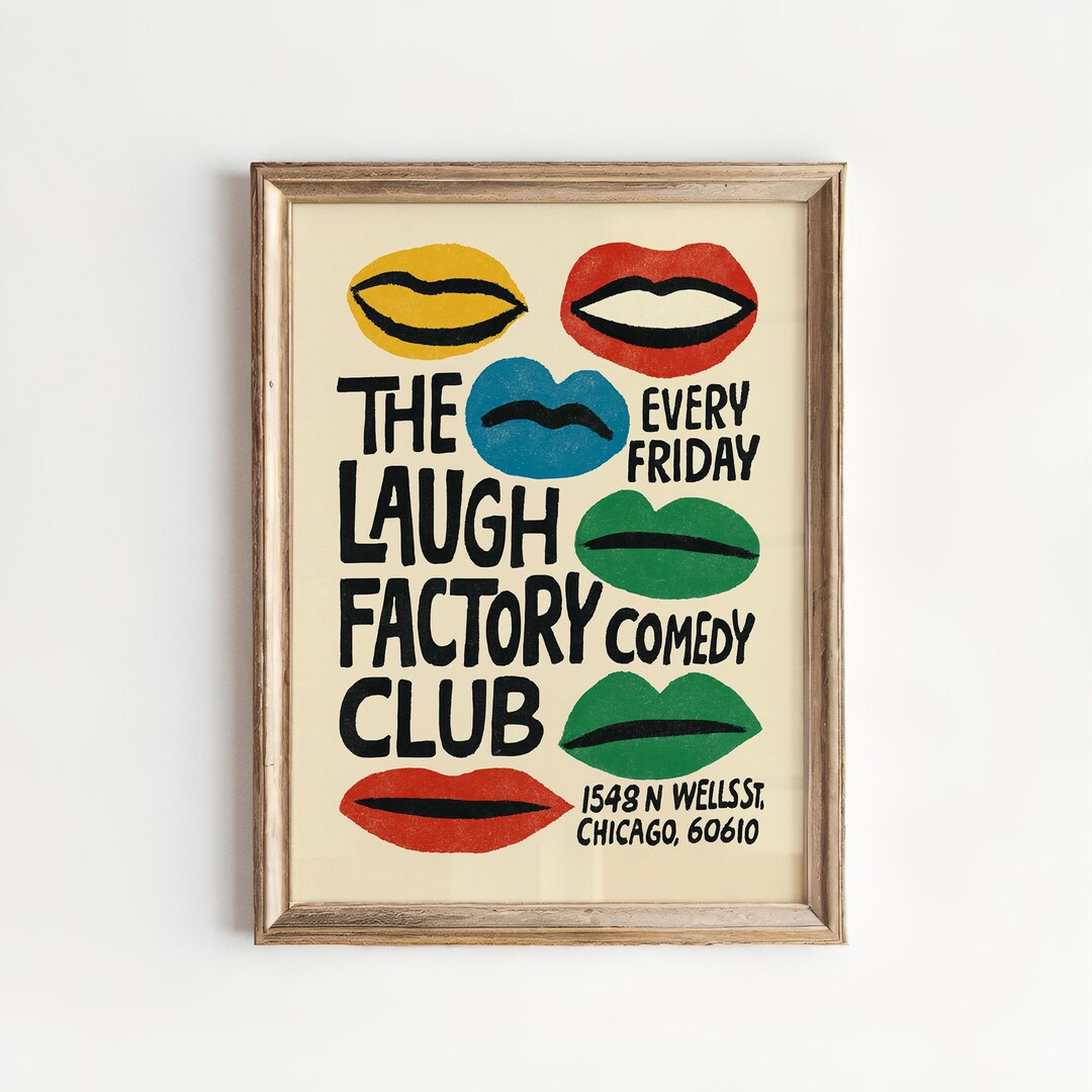 Comedy Club Chicago Poster - Humor Wall Art Print Decor Home Room Retro ...