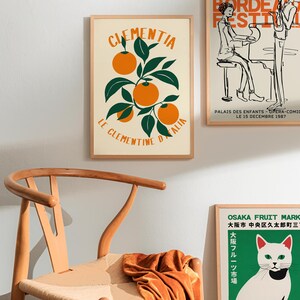 Vintage Italian Clementine Poster - Retro Fruit Wall Art Print - Rustic ...