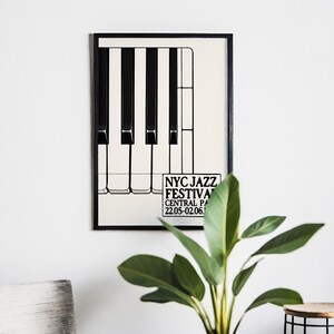 1993 NYC Jazz Festival Poster - Central Park Collectible Music Event Memorabilia - Retro Piano ...