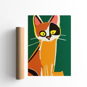 Illustrated Cat Poster Mid Century Modern Cat Art Print, Wall Art, Retro Cat Lover Gift ...