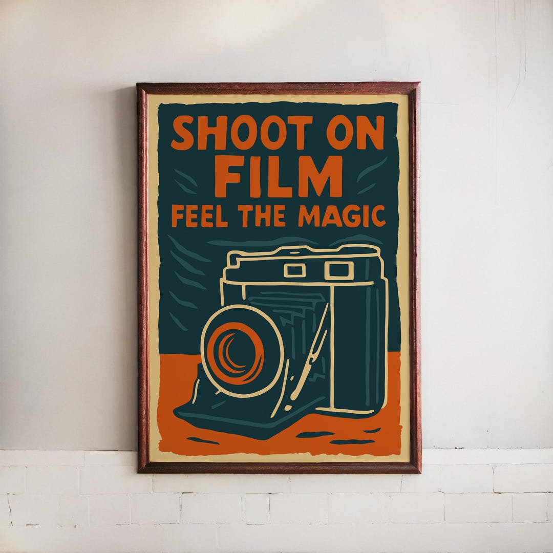 Vintage Film Camera Art Print - Shoot on Film Feel the Magic Retro ...