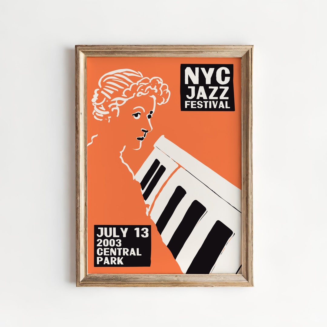 NYC Jazz Festival Poster - Central Park Concert Giclee Reproduction - Retro Advertising Wall Art ...