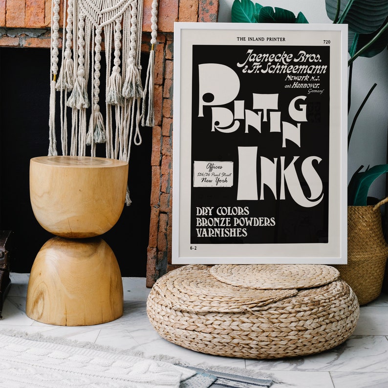 Vintage Advertising Poster PRINTING INKS Black and White - Etsy