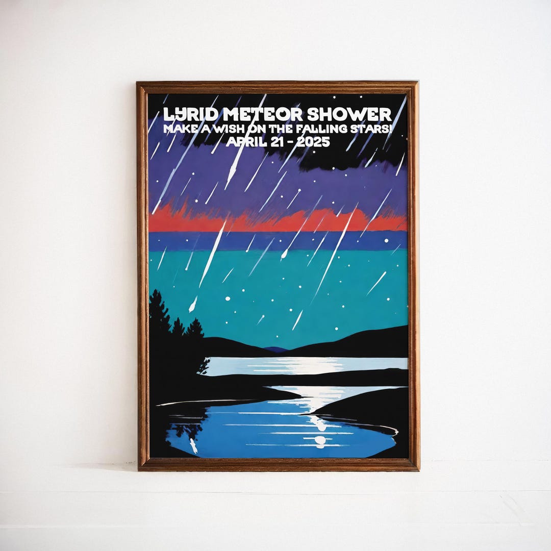Lyrid Meteor Shower Poster - Falling Stars 2025 - Celestial Night Sky ...