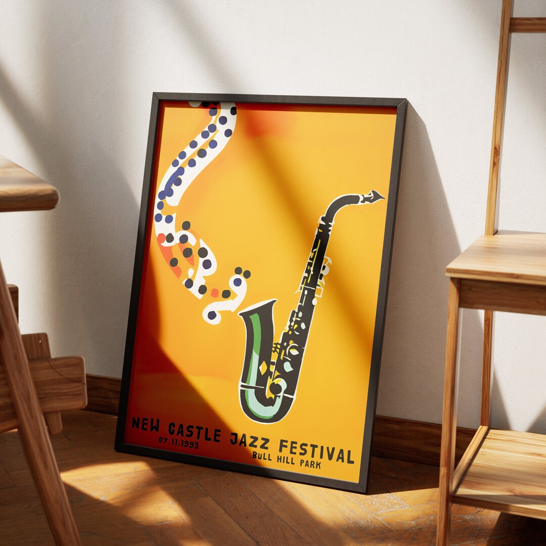 1993 New CASTLE Jazz Festival Poster Saxophone Wall Art Music Concert ...