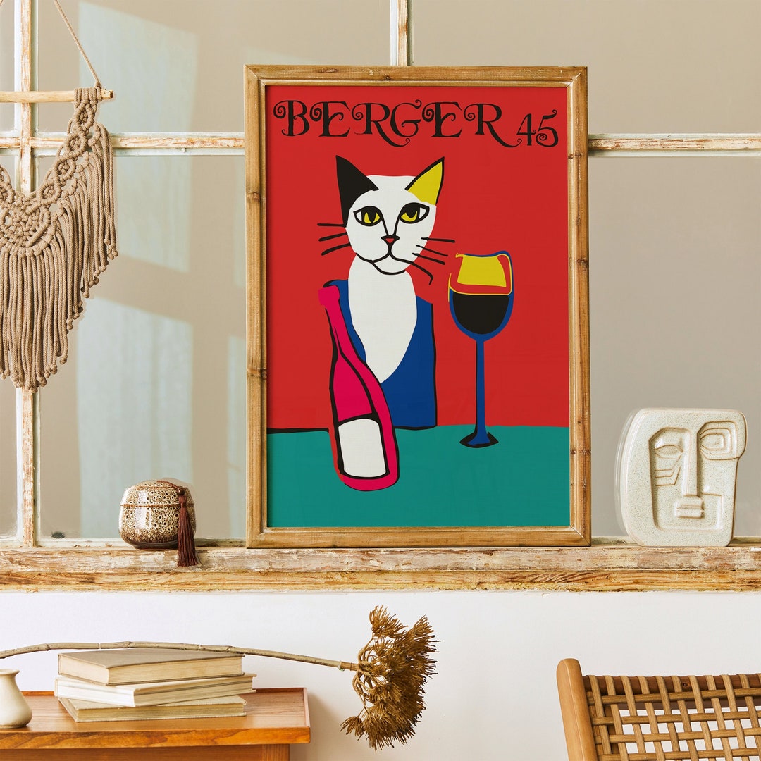 Berger 45 Wine Poster French Advertising Print, Minimalist Alcohol ...