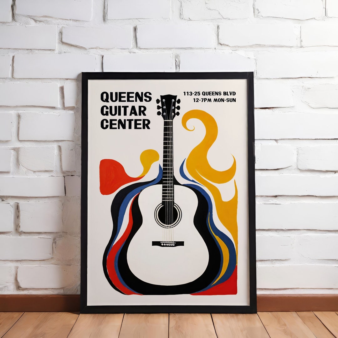 Queens Guitar Center Poster - Acoustic Guitar Art Print - Abstract ...