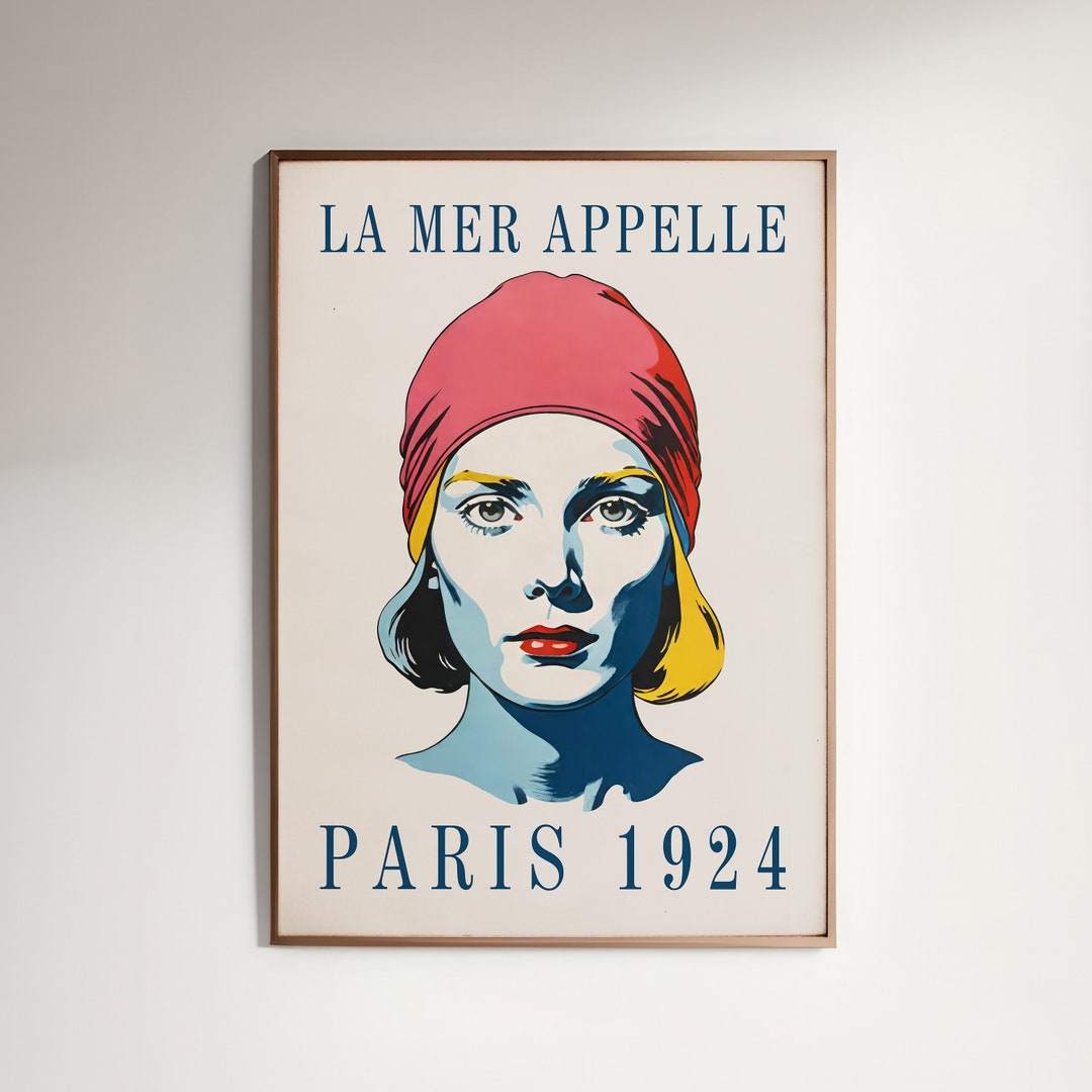 French Swimming Poster - 1924 La Mer Appelle Poster - Nautical Theme ...